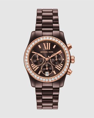 Michael Kors Lexington Chronograph-Uhr aus brauner Keramik in Braun