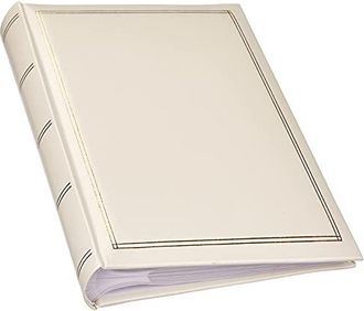 Walther Design Fotoalbum weiss 200 Fotos 13 x 18 cm Memo-Einsteckalbum Kunstleder mit Prägung, Monza ME-139-W