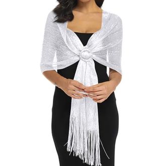 Generic &Eacute;charpe pour femme - &Eacute;tole pour robe de soir&eacute;e avec effet paillet&eacute; et franges - &Eacute;charpe de soir&eacute;e pour occasions festives - En mat&eacute;riau l&eacute;ger - Access