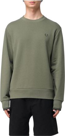 Fred Perry Homme, Sweatshirts et sweats à capuche, Vert, Taille: L SweaT-shirt ras du cou à manches longues