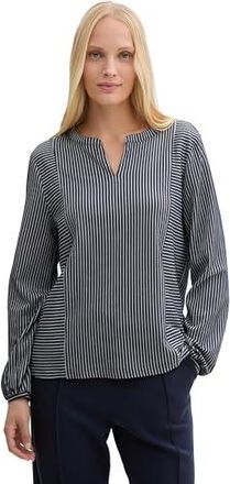 Tom Tailor 1040546 T-Shirt à Manches Longues, 37471-navy Blue White Thin Stripe, XL Femmes