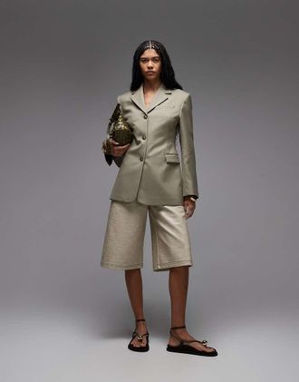 & Other Stories Oversize-Blazer mit hohem Wollanteil in Beige-Neutral