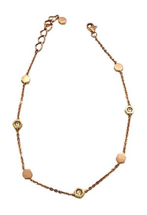 100% Capri Bespoke Gold Hexagon Charm Diamond Set Bracelet