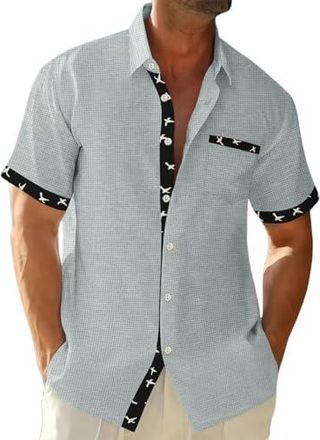 Generic Chemise hawa&iuml;enne pour Homme - &Eacute;t&eacute; Loisirs Manches Courtes Coupe Droite Basic de Plage boutonn&eacute;e Imprim&eacute; hawa&iuml;en daffaires p&ecirc;che l&eacute;g&egrave;re