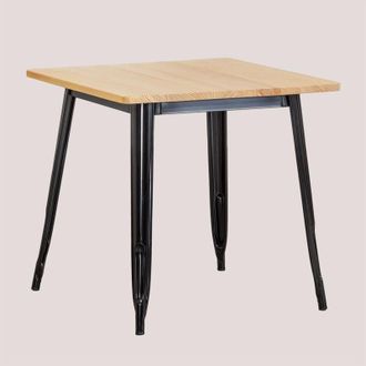 Sklum Quadratischer K&uuml;chentisch 80x80 cm aus Holz und Stahl LIX Schwarz Natur
