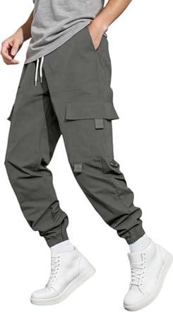 Generic Pantalon de jogging pour homme - Pantalon cargo avec cordon de serrage et taille &eacute;lastique - Poche - Pantalon de rue d&eacute;contract&eacute;, GY2., XXL