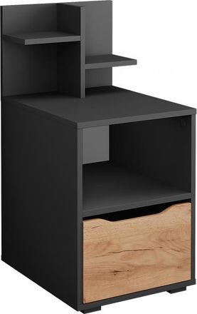 Vicco Nachttisch Ruben, Anthrazit/Goldkraft Eiche, 40 x 82.2 cm mit Schublade