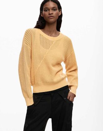 Desigual Pull basique en maille - Jaune