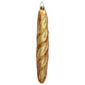 HD Collection Christbaumschmuck Glas 21cm - Baguette Figur zum Aufh&auml;ngen - handbemalt & mit Glitzer - Weihnachtsbaum Anh&auml;nger f&uuml;r Weihnachten - Christbaumanh&auml;nger &