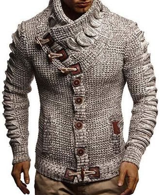 LEIF NELSON Cardigan pour homme avec boutons en coupe régulière, cardigan pour homme au design à manches longues, idéal pour les looks décontractés et professionn