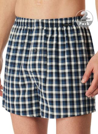Schiesser Herren Boxershorts blau Reine Baumwolle Gemustert,unifarben