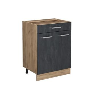 Vicco Meuble Cuisine R-Line, B&eacute;ton Noir, 60cm sans PT