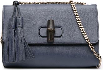 Gucci sac à bandoulière en cuir Miss Bamboo médium (2016-2015) - Bleu
