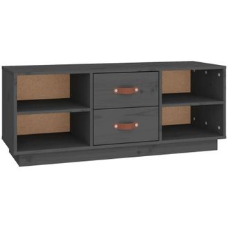 vidaXL Meuble tv Gris 100x34x40 cm Bois de pin massif