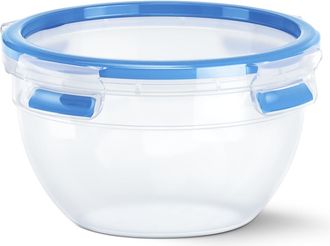 Emsa Clip & Close Frischhaltedose, rund, 1,1 L, mit Deckel, Aufbewahrungsbox, 100 Prozent dicht, spülmaschinen-, gefrier-, mikrowellenfest, Transparent, Bl