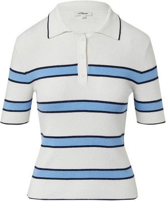 s.Oliver Kurzarmpullover Strickpullover Verk&uuml;rztes Strick-Polo im Slim Fit