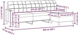 vidaXL Vidaxl - Canapé à 3 places avec repose-pieds Gris foncé 210 cm Tissu