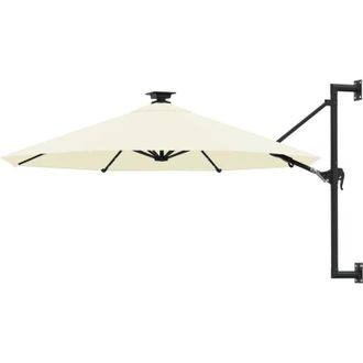 vidaXL Vidaxl - Parasol mural avec m&acirc;t m&eacute;tallique et led 300 cm Sable