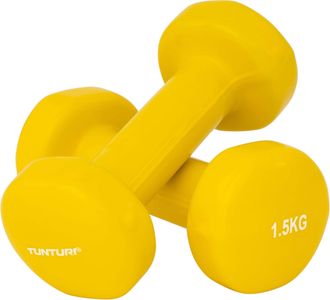 Tunturi New Fitness Kurzhantel-Set, farbige Hanteln mit 2 x 1,5 kg, Vinyl, Stahlhanteln