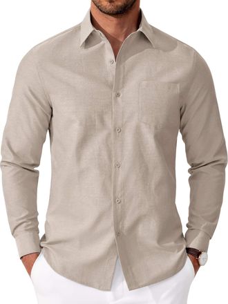 Coofandy Hemd Herren Langarm Oxford Hemden Regular Fit HerrenHemden Langarm Business Hemd Baumwolle Freizeithemd B&uuml;gelfreie Hemden Casual Oberhemd mit Tasche H