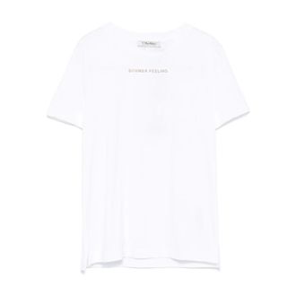 Max Mara Femme, Tops, Blanc, Taille: 42 FR T-Shirt &agrave; Col Rond