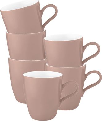 SELTMANN WEIDEN Life Fashion Posh Rose Henkelbecher 6er Set, 400 ml, Einfarbige Kaffeebecher mit Henkel, Mix & Match Geschirr, Sp&uuml;lmaschinen- & Mikrowellenfest, Porze