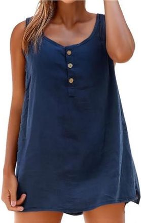 Generic Debardeur Femme Chic et &eacute;l&eacute;gant Chemisier sans Manche D&eacute;grad&eacute; D&eacute;bardeur en Coton et Lin Crop Top Ete Haut Chic et Elegant Fluide Ample Caraco Vetement