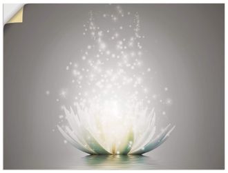 Artland ARTland Wanddeko Wandtattoo selbstklebende Vinylfolie 60x45 cm Blumen Lotusblume Blüte Natur Seerose Abstrakt Kunst S7FD