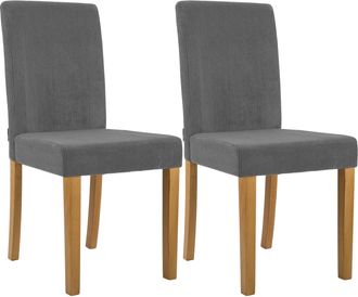 Clp Esszimmerstuhl 2er Set gepolstert mit Lehne Ina, K&uuml;chenstuhl mit Bezug aus Cord, stabiles Gestell aus Holz, Farbe:grau, Gestell Farbe:antik-hell