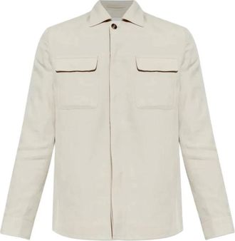 Eleventy Homme, Vestes, Beige, Taille: L Veste chemise en lin m&eacute;lang&eacute;