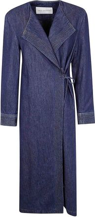 Dries Van Noten Langer Mantel - Blau
