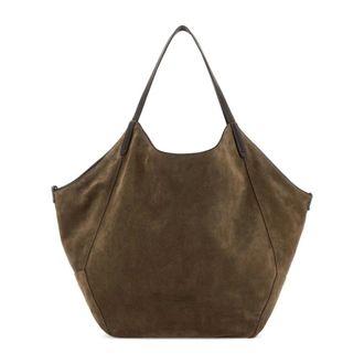 Brunello Cucinelli Femme, Sacs, Brun, Taille: ONE Size Mud Suede Shopping Bag