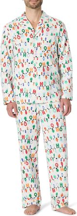 Amazon Essentials Herren Passende Weihnachts-Pyjama-Sets für die ganze Familie, Festliche Lichter, XL