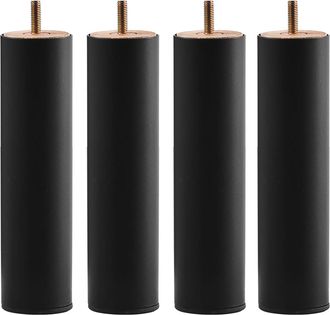 Generic 4 Schwarze, Runde Ersatzf&uuml;&szlig;e F&uuml;r Sofas Und Couches, Massivholz-M&ouml;belbeine, Vorgebohrte M8-Schrauben, Schrankf&uuml;&szlig;e, F&uuml;r Kommoden, Hocker Und St&uuml;hle(Schw