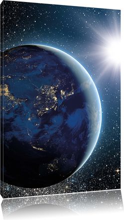 Pixxprint Erde im Weltall, Größe: 80x60cm, Leinwandbild, fertig gespannt, Wandbild, Dekoration, Kunstdruck, kein Poster