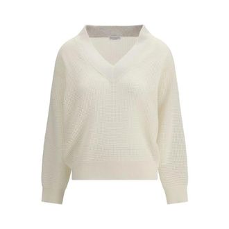 Brunello Cucinelli Femme, Pulls, Beige, Taille: 40 FR Pull en cachemire luxueux