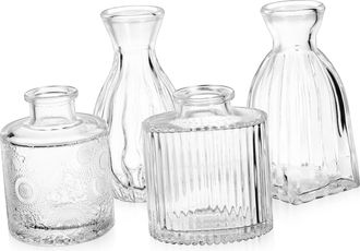Valiclud 4stücke Mini Glasvase Vintage Knospenvasen Transparente Tischvasen Für Blumenarrangements Blumenhalter Für Tafelaufsätze Dekorative Vasen