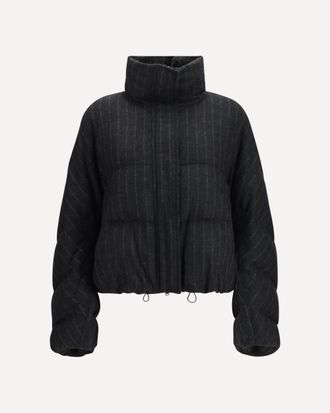Brunello Cucinelli Cropped pinstripe wool Puffer Jacket Female 38