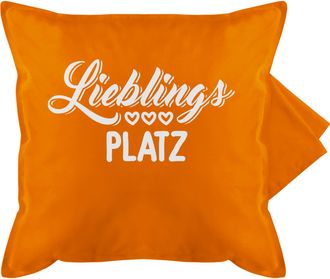 Shirtracer Kissenbezug - Statement Kissen mit Spr&uuml;chen - Lieblingsplatz - wei&szlig; - 50 x 50 cm - Orange - an Meinen Mann kissenh&uuml;lle spr&uuml;che Spruch Mein kuschelkiss