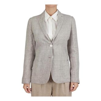 Kiton Geometrischer Leinenblazer - - Jackets - Damen - Grau - 2XS