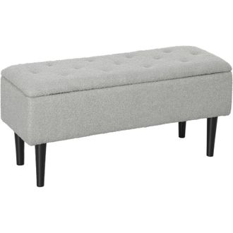 HOMCOM Sitzbank mit Stauraum Polsterbank mit Samtoptik, Klappdeckel, Sitztruhe mit Holzbeine, Truhenbank Bettbank f&uuml;r Wohnzimmer Schlafzimmer Flur 95
