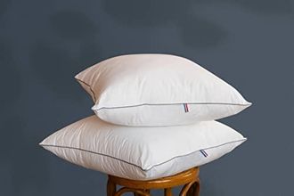 Colas Normand Festes Kissen | Qualität Gel und Baumwollperkal | sorgfältige Verarbeitung, einfache Biese grau | 60 x 60 cm