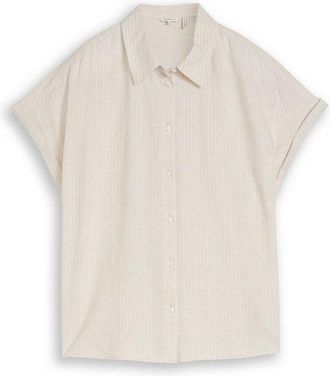Tom Tailor Kurzarmbluse Blusen & Shirts Loose Fit Bluse mit Leinenanteil