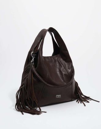 Bimba & Lola mittelgro&szlig;e Patchwork-Ledertasche in Coffee-Braun