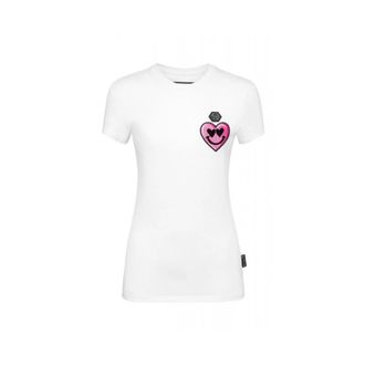 Philipp Plein Jersey T-Shirt Pure SS Patches - - Tops - Damen - Wei&szlig; - M