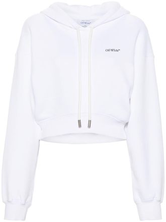 Off-white hoodie crop &agrave; fleurs - Blanc