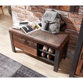 Red Living home24 Garderobenbank 94 x 49 x 40cm Braun