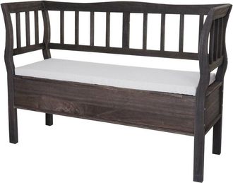 Hhg Neuwertig] Sitzbank HHG 434, Bank Truhenbank Holzbank Aufbewahrungstruhe, Staufach Kissen Holz 119cm grau-braun, shabby