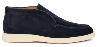 Santoni Mens Suede Slip-On Loafers Blue Calfskin