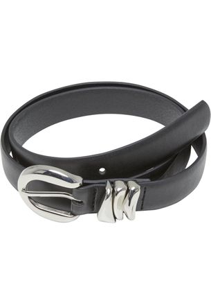 Urban Classics Womens TB7213-Chunky Multiple Loop Synthetic Leather Belt, Black/Silver, L/XL